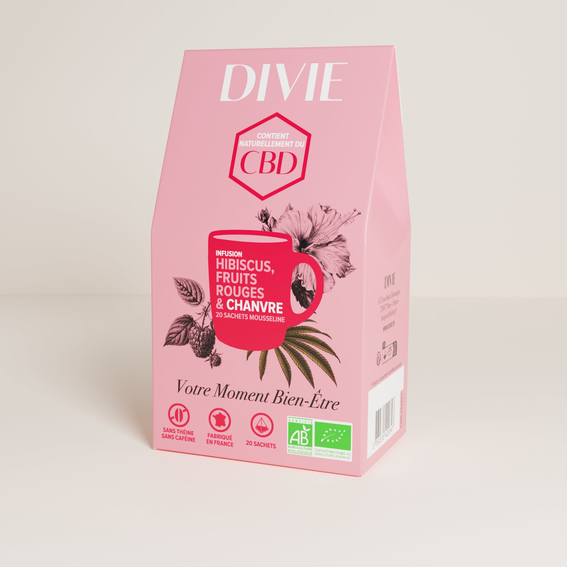 DIVIE | Infusion CBD Fruits rouges Hibiscus Chanvre Bio – Divie